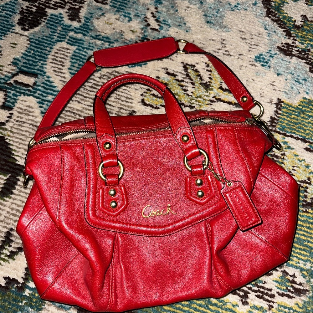 Coach Ashley Red Leather Satchel - Gem